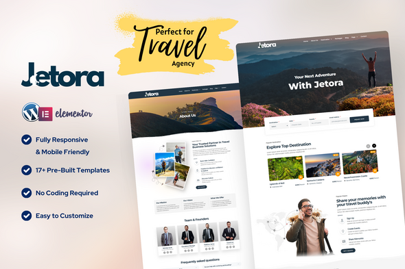 Jetora – Travel & Tour Agency Elementor Pro Template Kit by TemplateNitro