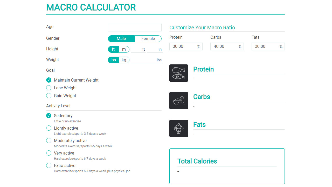 MACRO Calculator - Health Calculator for website by OceanITPark ...