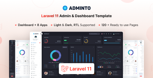 Adminto - Laravel 11 Admin & Dashboard Template by coderthemes | ThemeForest