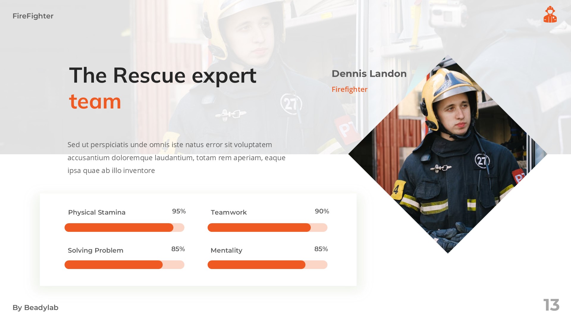 The Rescue - Firefighter PowerPoint template, Presentation Templates
