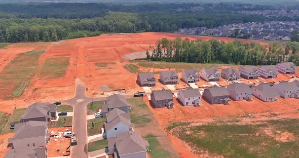 Unfinished Subdivision Housing Construction Site From an Aerial ...