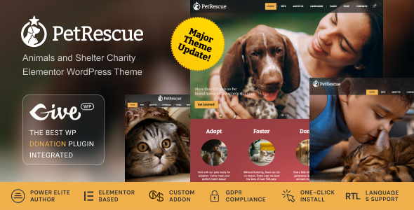 Pet Rescue - Animals and Shelter Charity WP Theme by cmsmasters ...