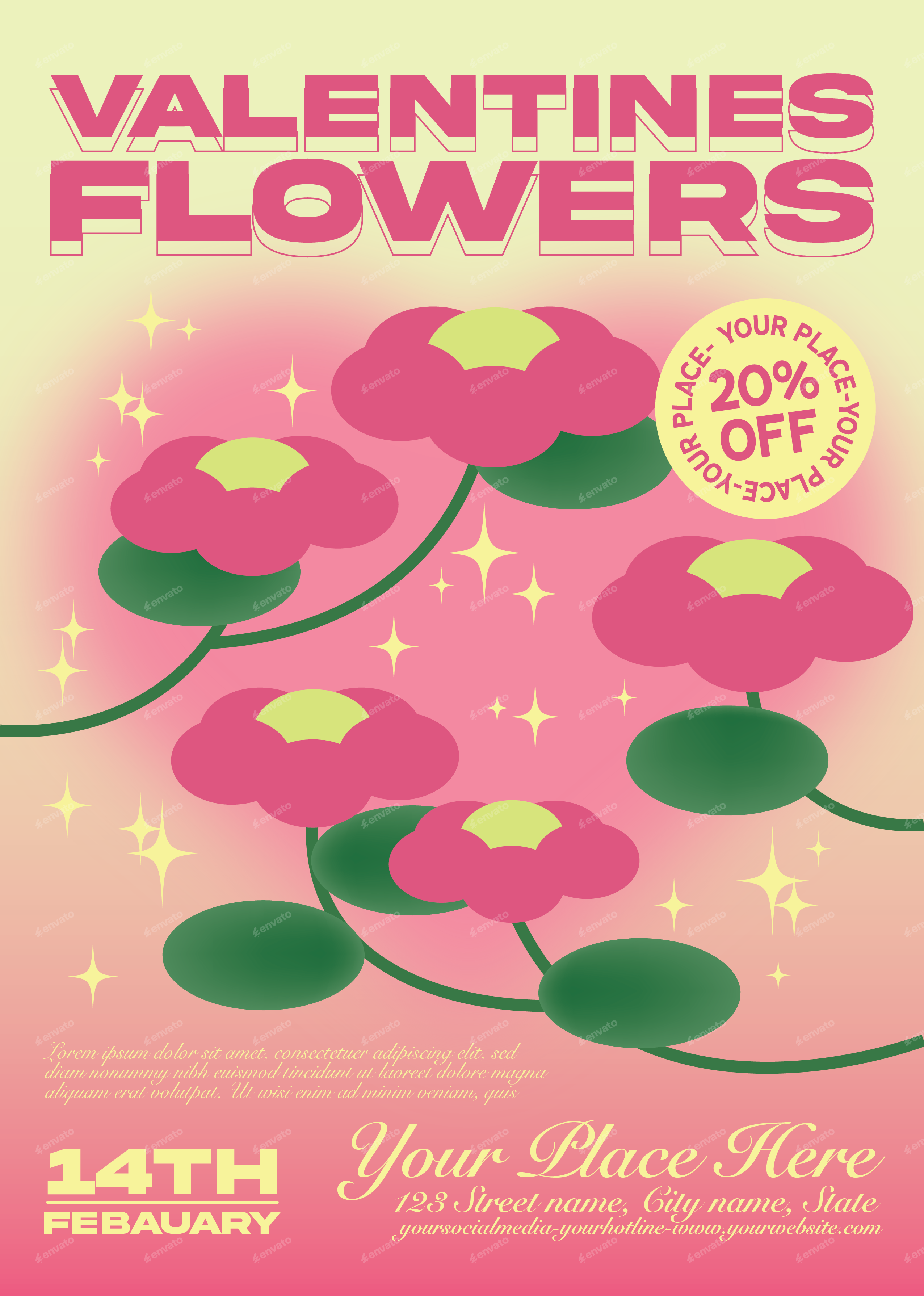 Valentine's Day Flower Sale Flyer, Print Templates | GraphicRiver
