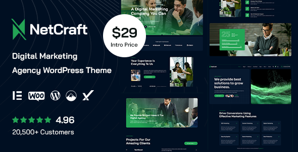 NetCraft - Digital Marketing Agency WordPress Theme by Potenzaglobalsolutions