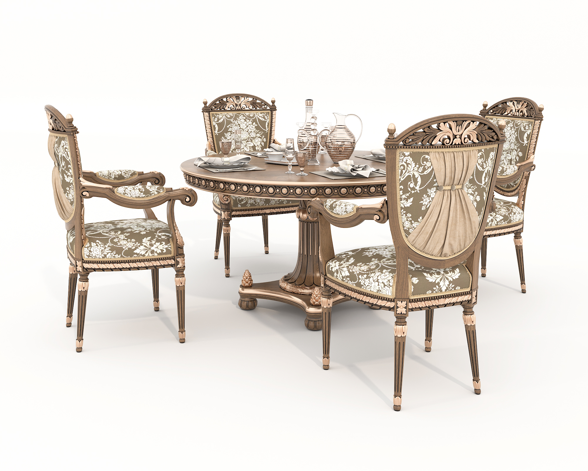 Classic European style Dining Table and Chairs 59 by nhattuankts | 3DOcean