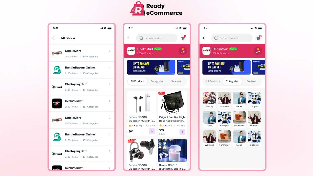 Ready eCommerce - Complete Multi Vendor eCommerce Mobile App, Customer ...