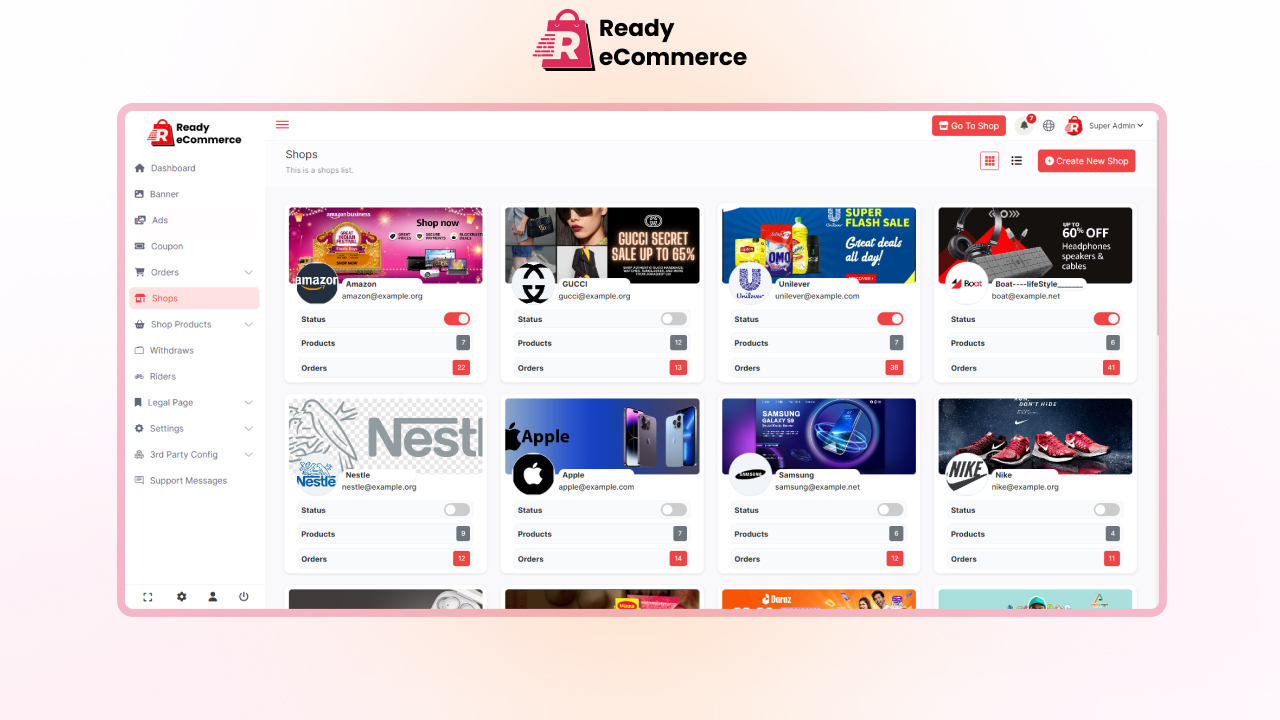 Ready Ecommerce Complete Multi Vendor Ecommerce Mobile App Customer Website With Store Pos By