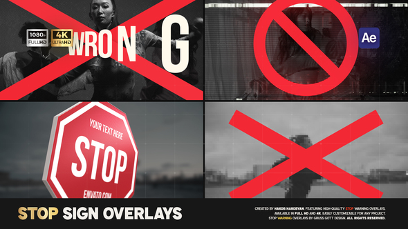 Stop Warning Overlays, After Effects Project Files | VideoHive