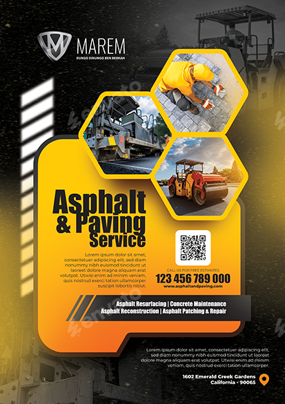 Asphalt and Paving Flyer and Social Media, Print Templates | GraphicRiver