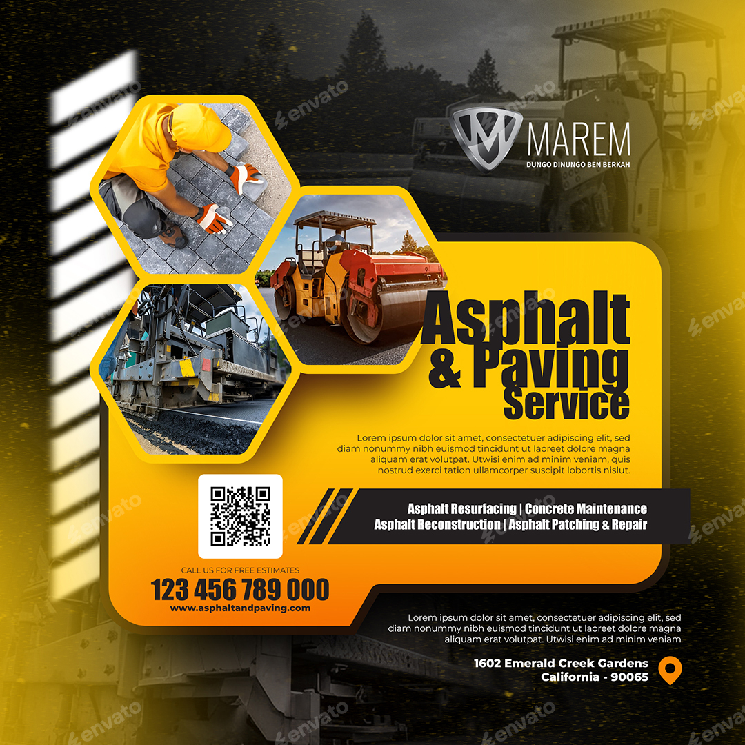 Asphalt and Paving Flyer and Social Media, Print Templates | GraphicRiver