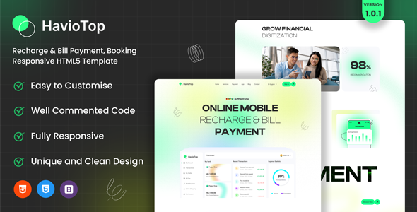 HavioTop – Mobile Recharge and Bill Payment HTML Template by coUI ...