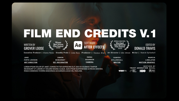 Animated Film End Credits V1 For After Effects, After Effects Project Files