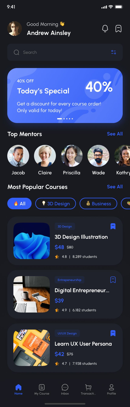 Learnify Education And Online Course React Native Cli App Ui Kit By