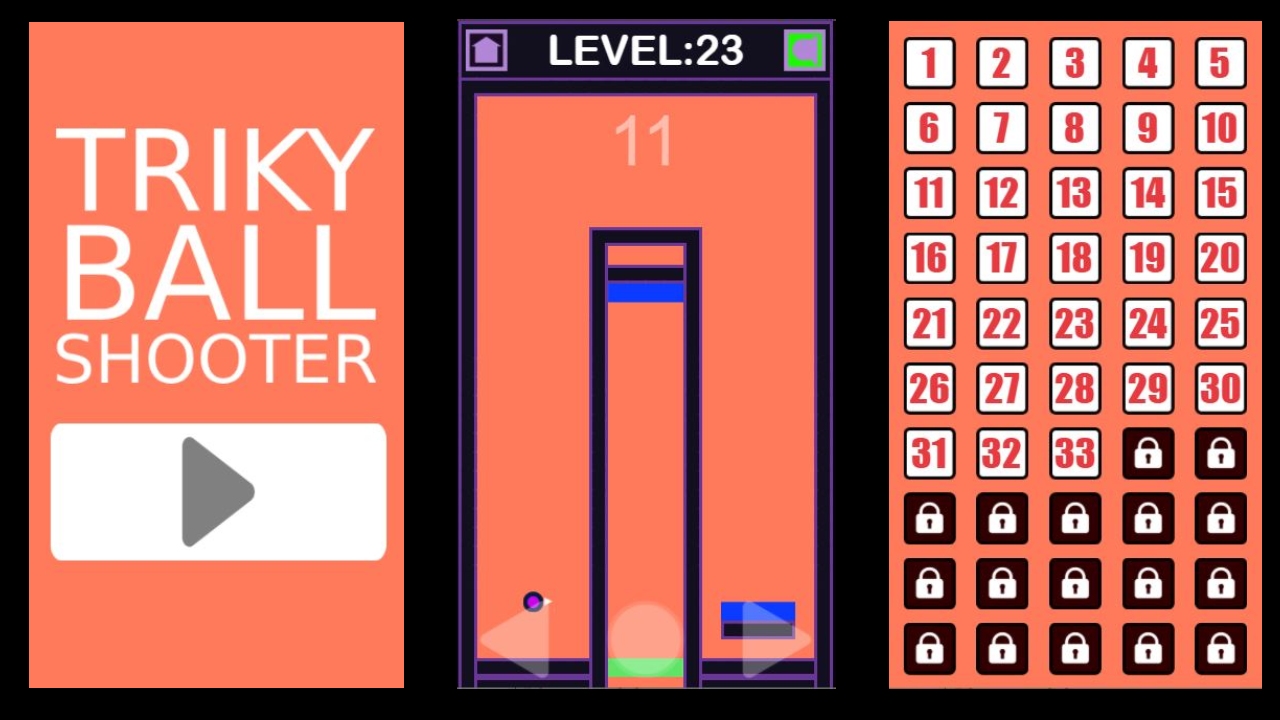 Triky Ball Shooter Fun Game: 2D Ball Bounce Shooting Challenge Puzzle- 50 Levels Construct 3 ...