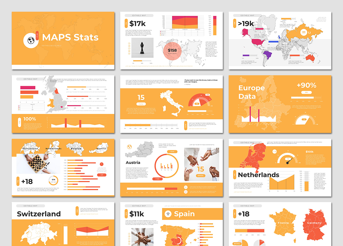 Maps Stats Dashboards PowerPoint Presentation Template, Presentation ...