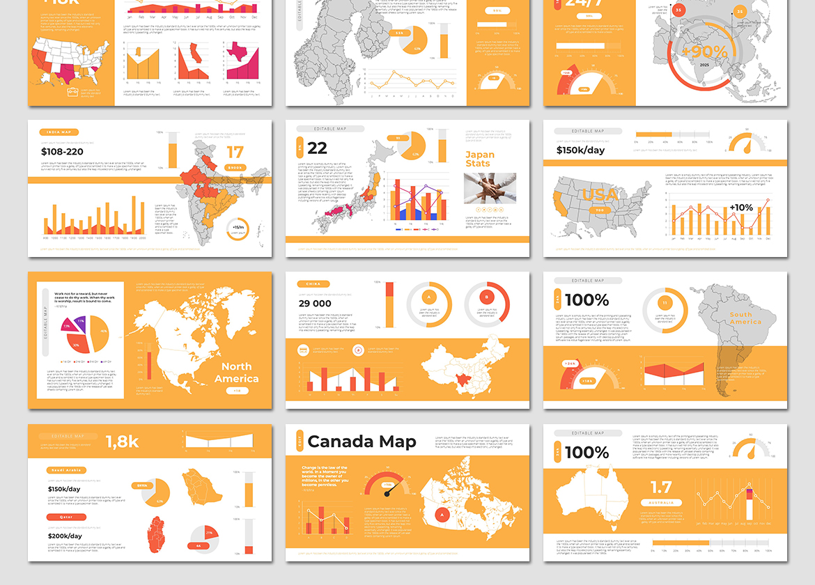Maps Stats Dashboards PowerPoint Presentation Template, Presentation ...