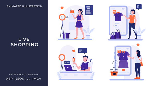 Live Shopping Animated Illustration | After Effects, After Effects ...