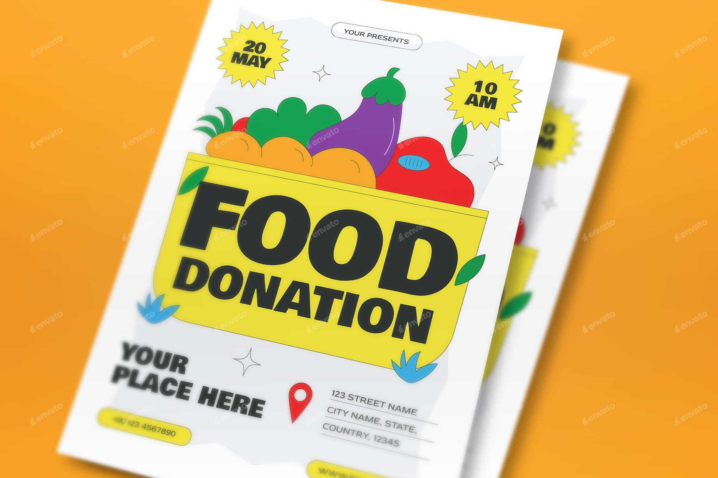 White Quirky Food Donation Flyer Set, Print Templates | GraphicRiver