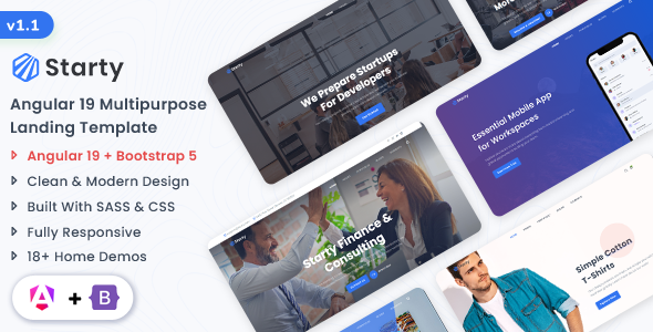 Starty - Angular 19 Multipurpose Landing Template by ShreeThemes ...
