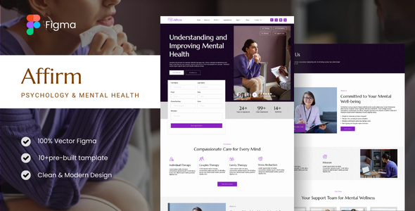 Affirm - Psychology & Mental Health Figma Template by creedcreatives