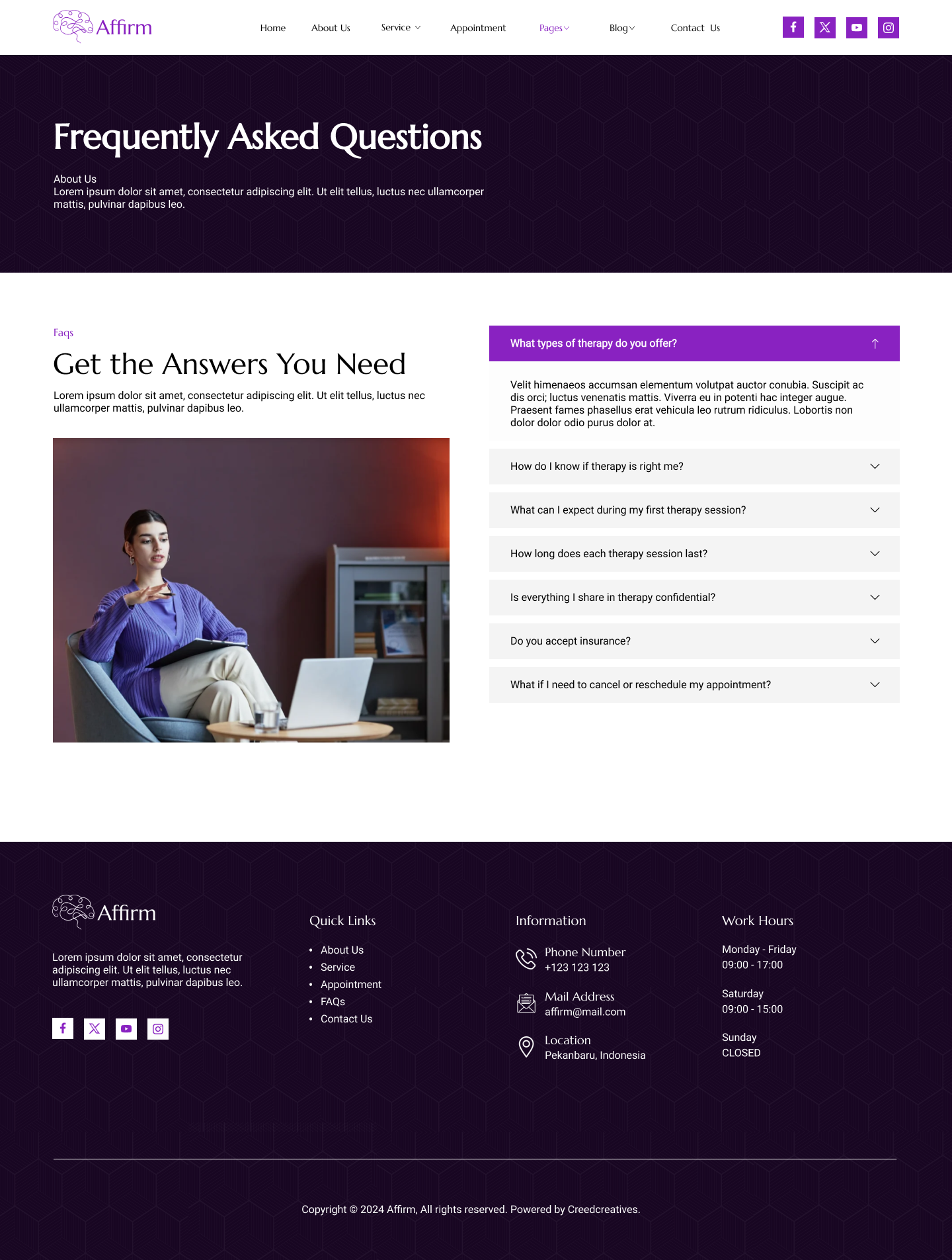 Affirm - Psychology & Mental Health Figma Template by creedcreatives