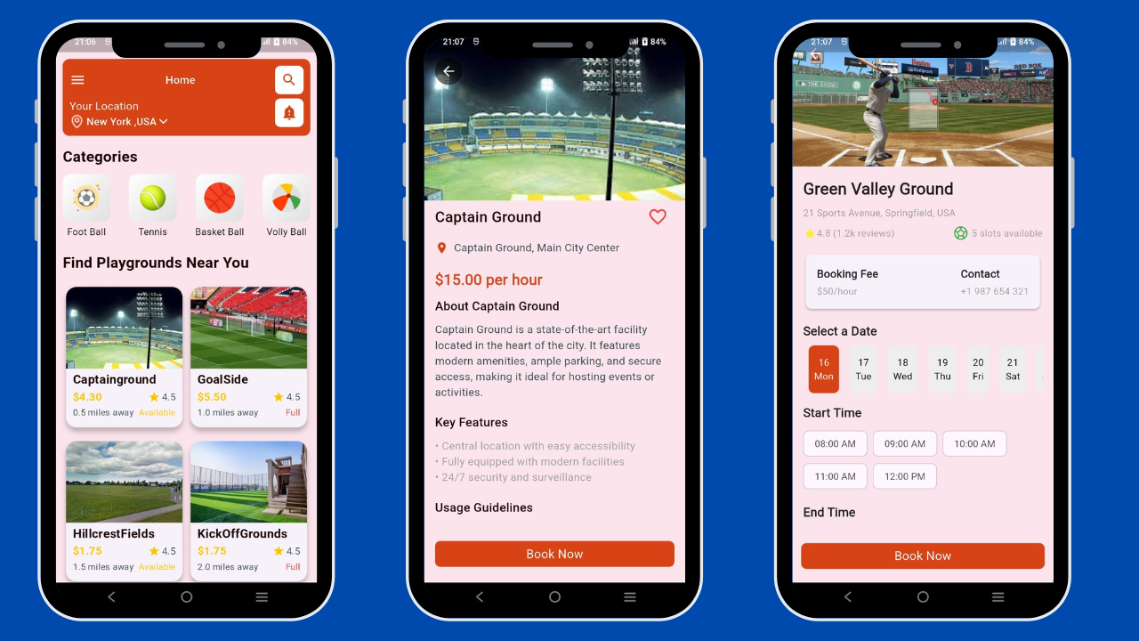 Play Ground Booking App | BookSpot UI Kit Template | Flutter | Easy ...