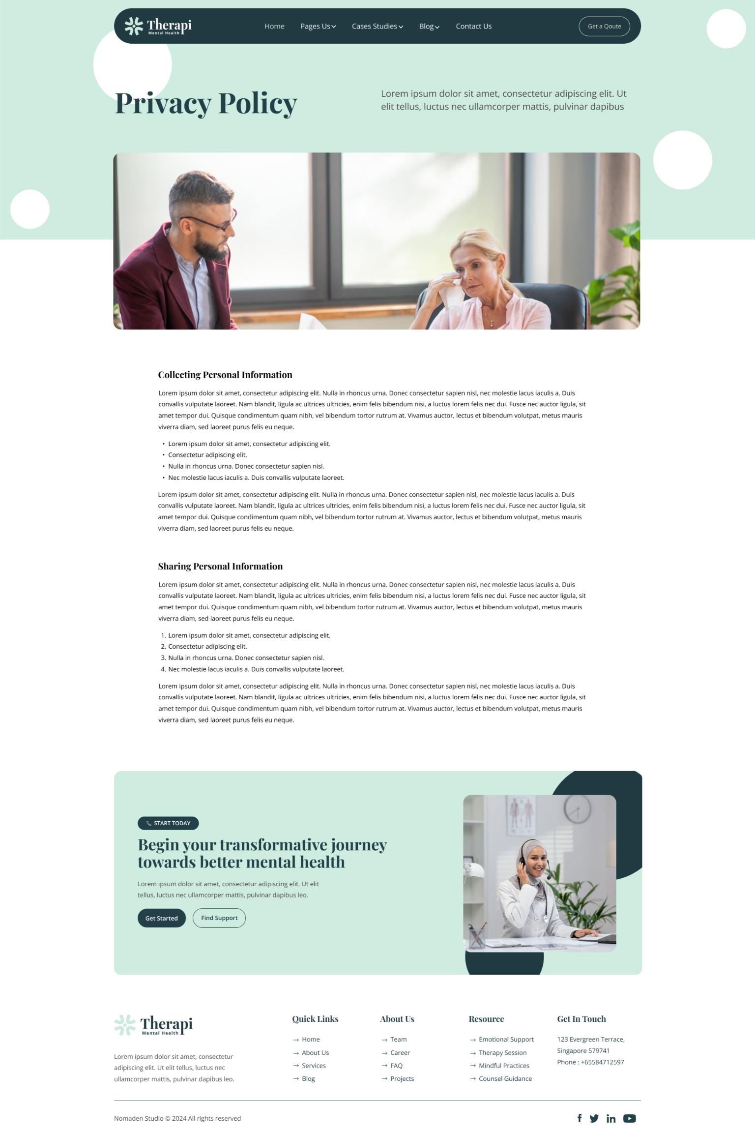 Therapi - Mental Health Care Figma Template by nomadenstudio | ThemeForest