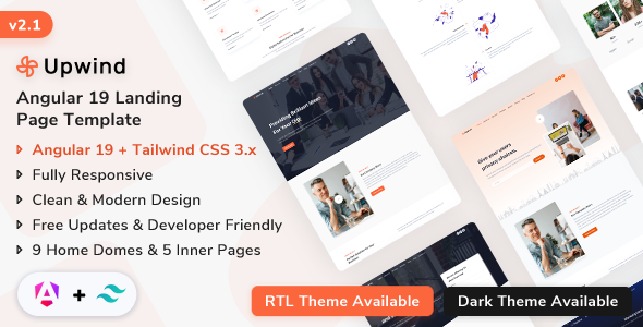 Upwind - Angular 19 Landing Template (Tailwind CSS + Angular 19) by ShreeThemes