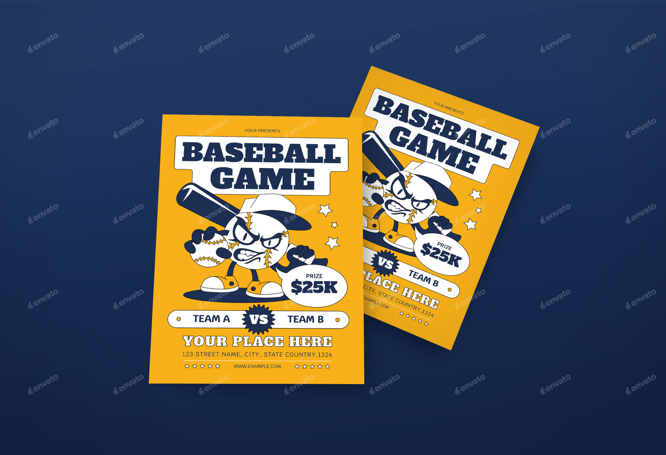 Retro Baseball Game Flyer, Print Templates | GraphicRiver