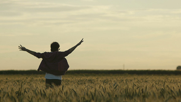 Men Running Through Wheat Field 2, Stock Footage | VideoHive