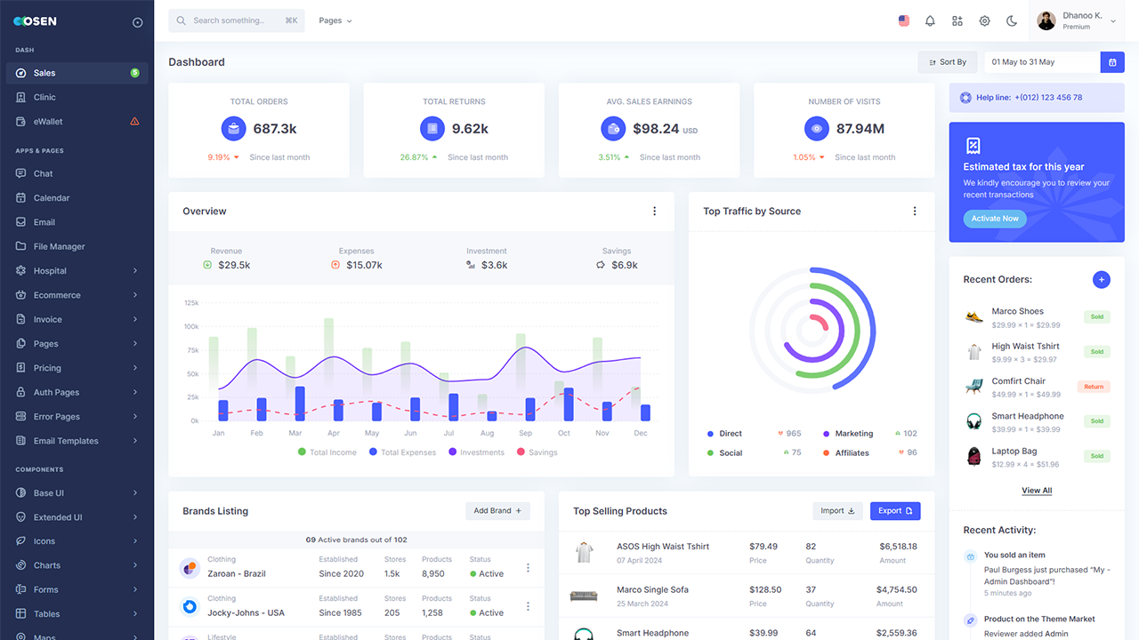 Osen - CodeIgniter Admin Dashboard Template by coderthemes | CodeCanyon