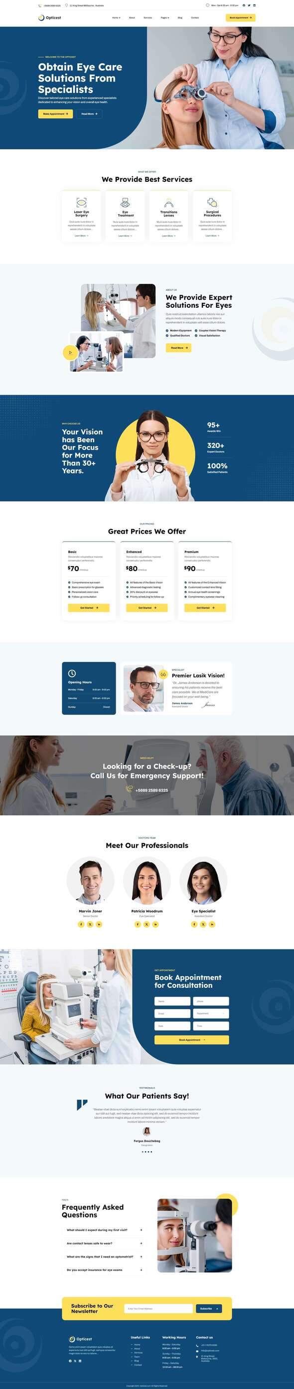 Opticest - Optometrist & Eyecare Elementor Template Kit by designingmedia