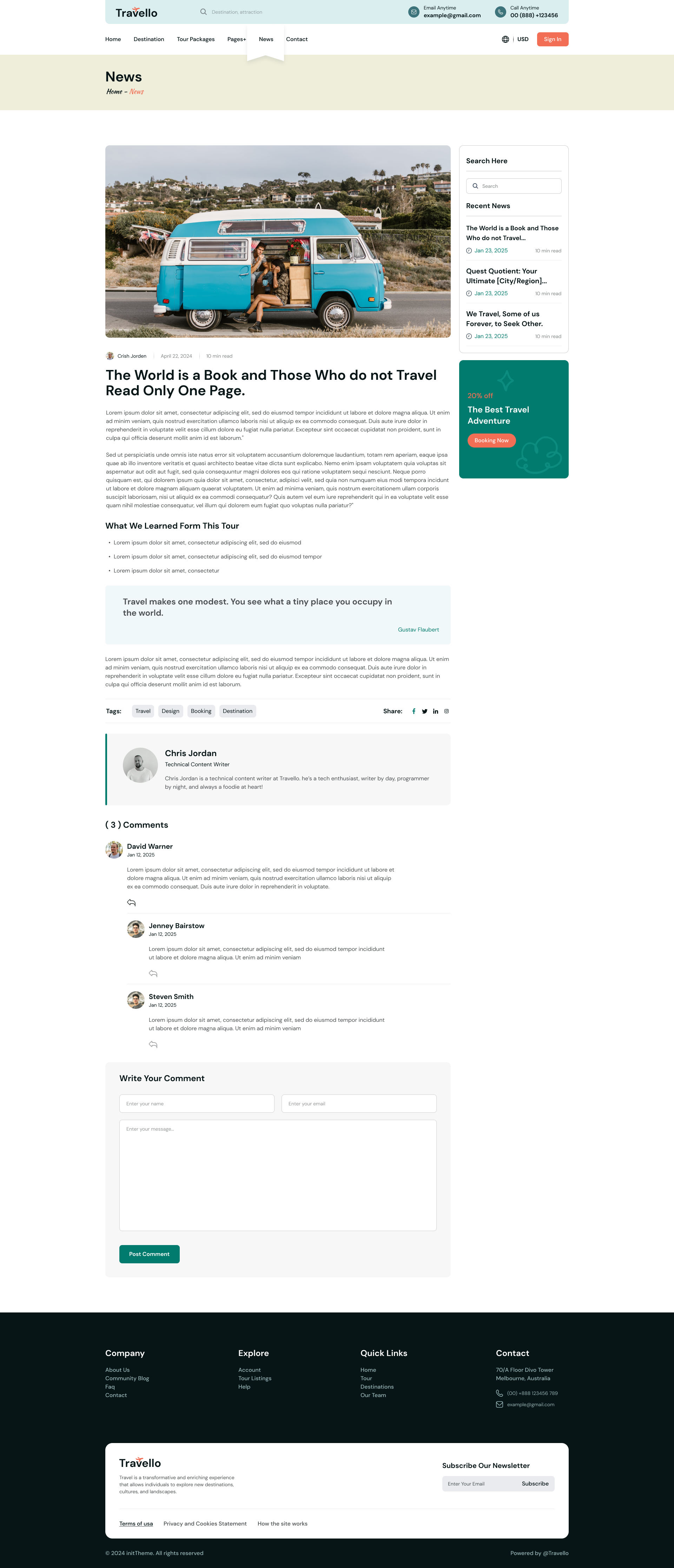 Travello - Multipurpose travel and tour booking by initTheme | ThemeForest