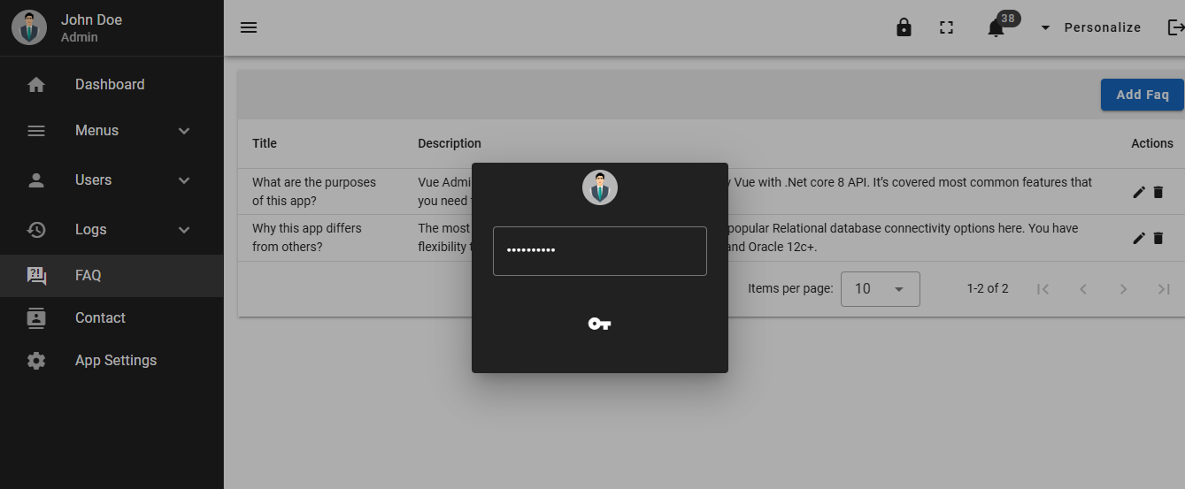 Admin VUE - Vue 3 Admin Template with .NET Core 8 by Sangib_123saha
