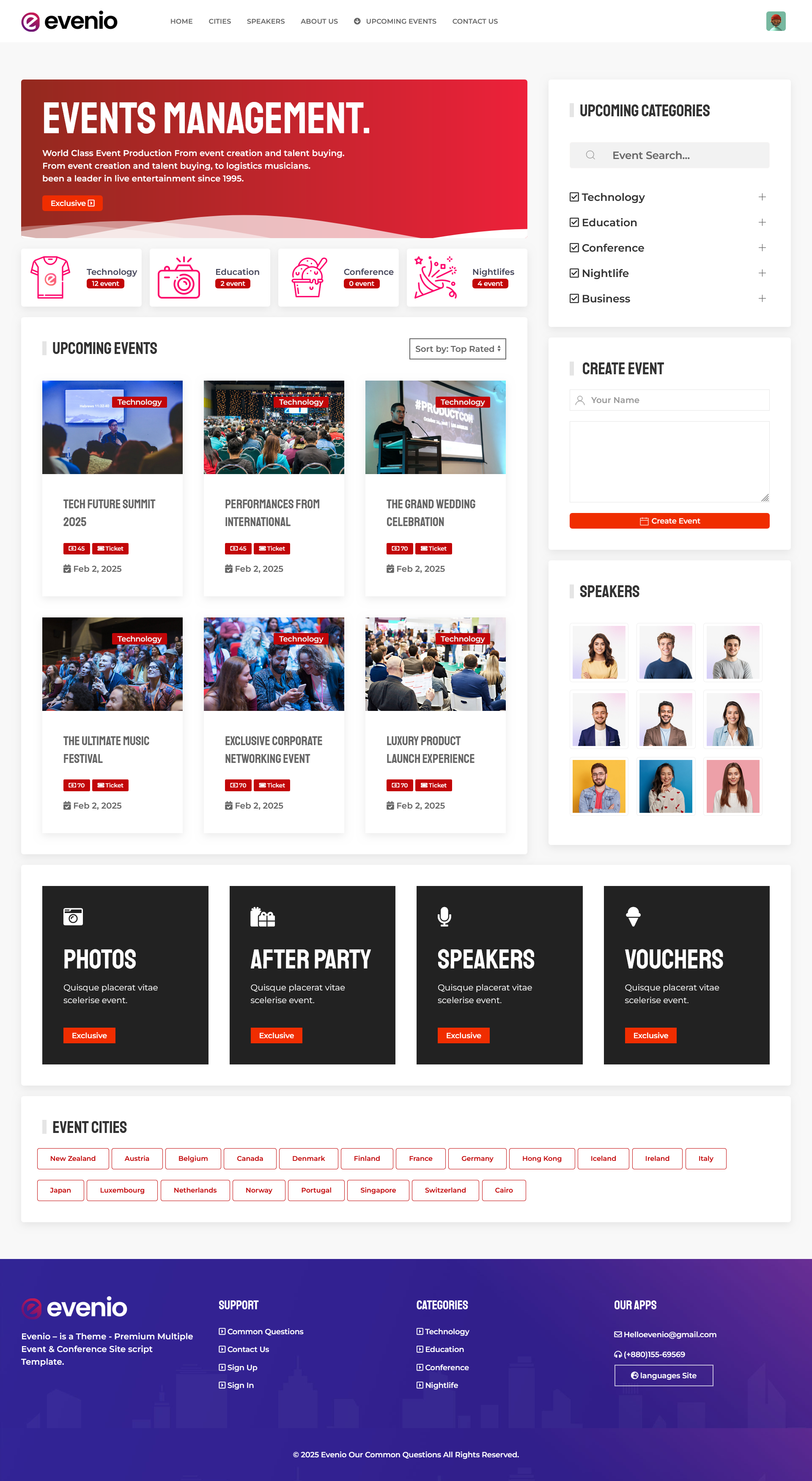 Evenio - Premium Multiple Event & Conference Site Script by Meteros