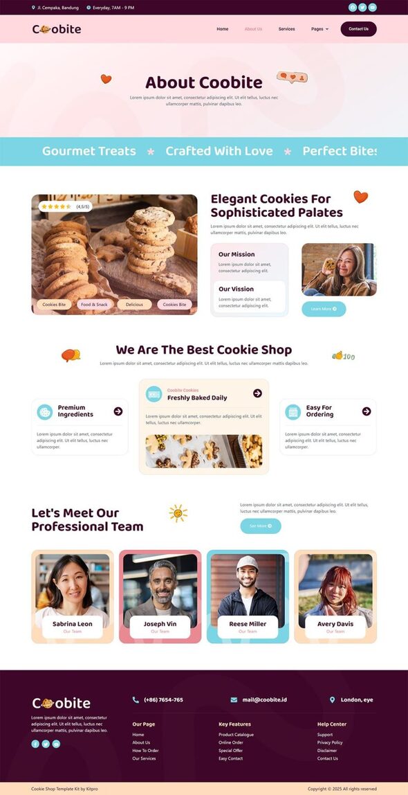 Coobite - Modern Cookie Shop Elementor Template Kit by Kitpro | ThemeForest