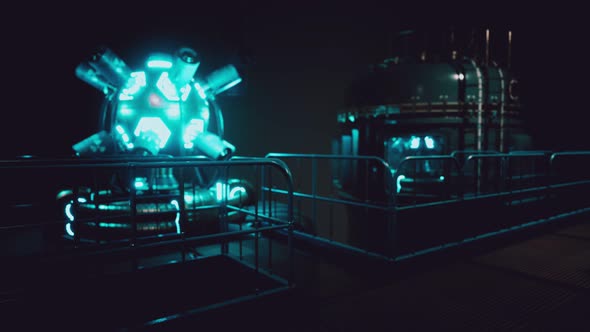 Futuristic Cyberpunk Power Plant Thermonuclear or Nuclear Reactor ...