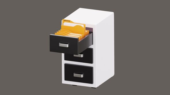 3D Animation of Search for Documents in a Filing Cabinet, Motion Graphics