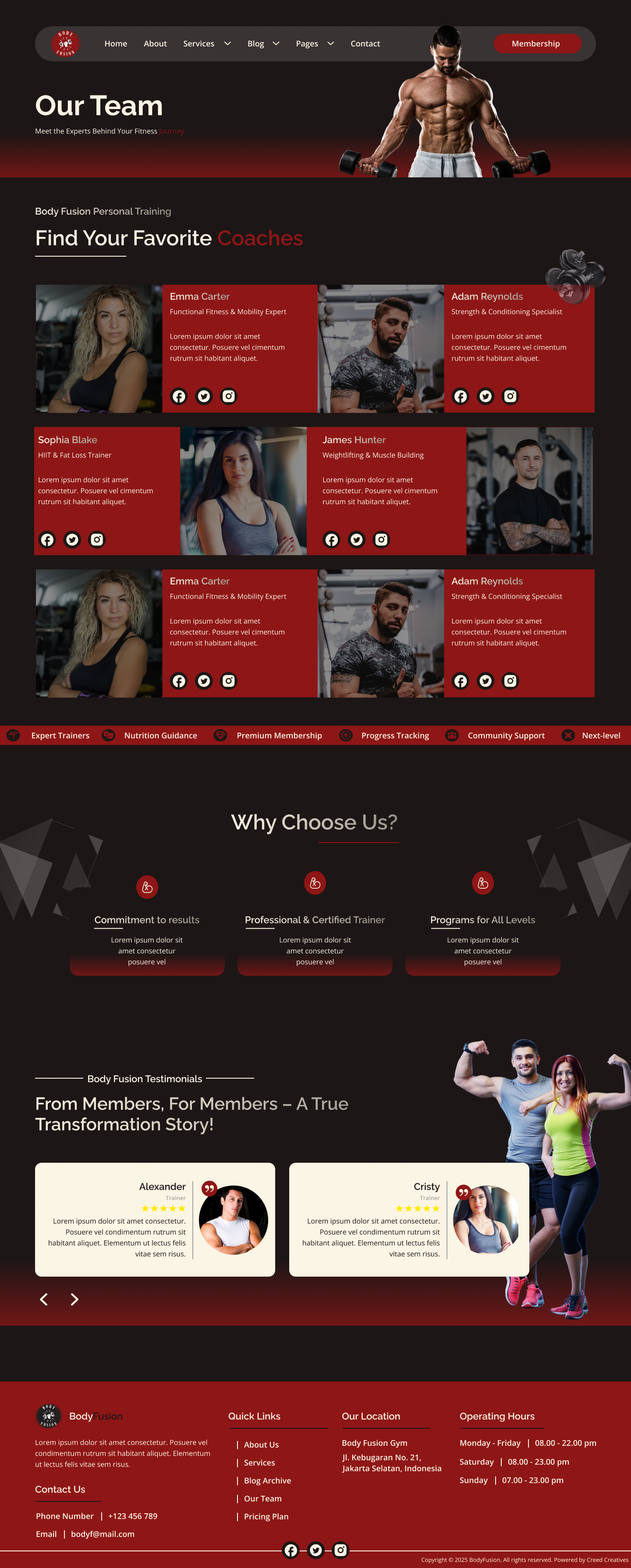 Body Fusion - fitness and health industry Figma Template by creedcreatives