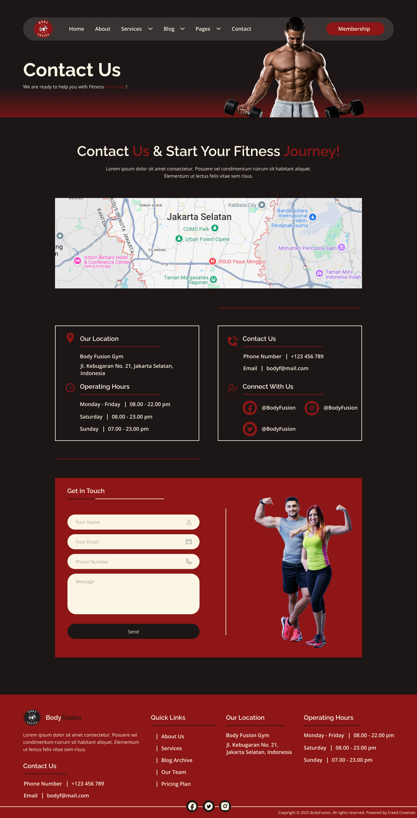 Body Fusion - fitness and health industry Figma Template by creedcreatives