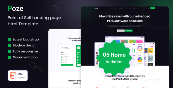 Poze - Point of Sale (POS) Landing Page HTML Template by AwesomeThemez