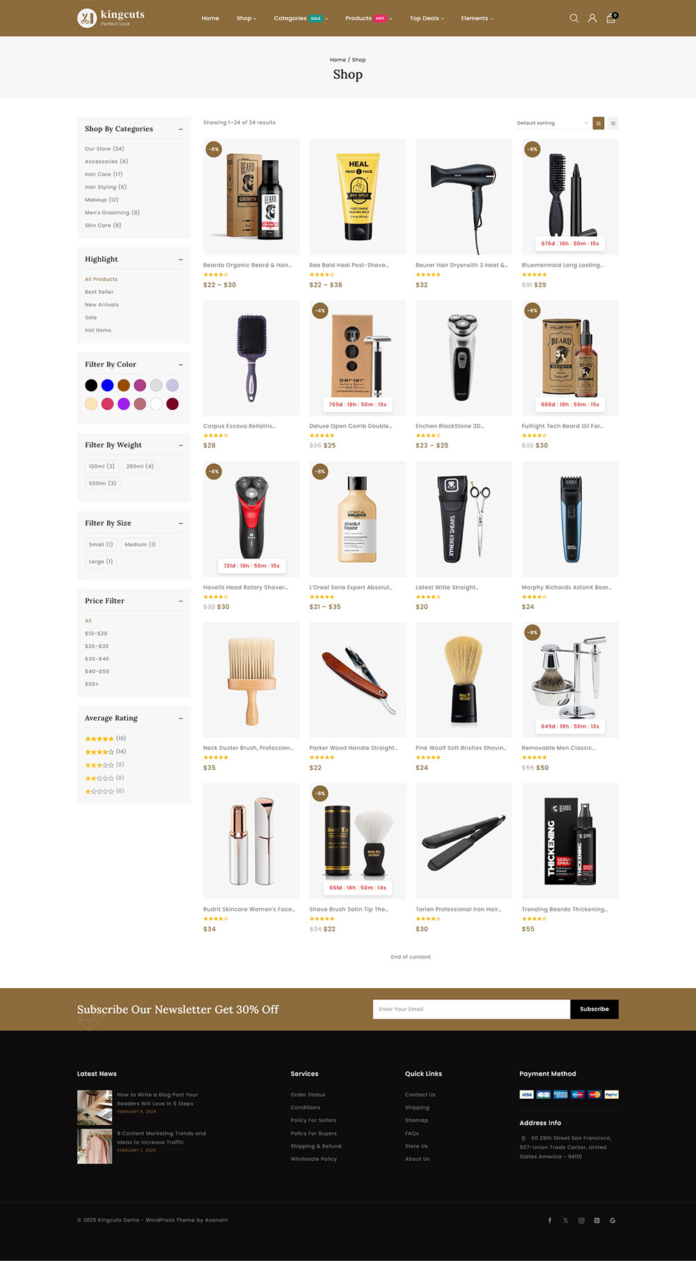 Kingcuts - Hair Salon and Barber Shop WordPress WooCommerce Theme by codezeel