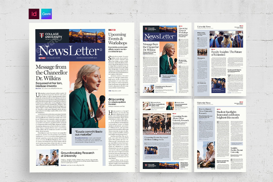 University Newsletter Template, Print Templates | GraphicRiver