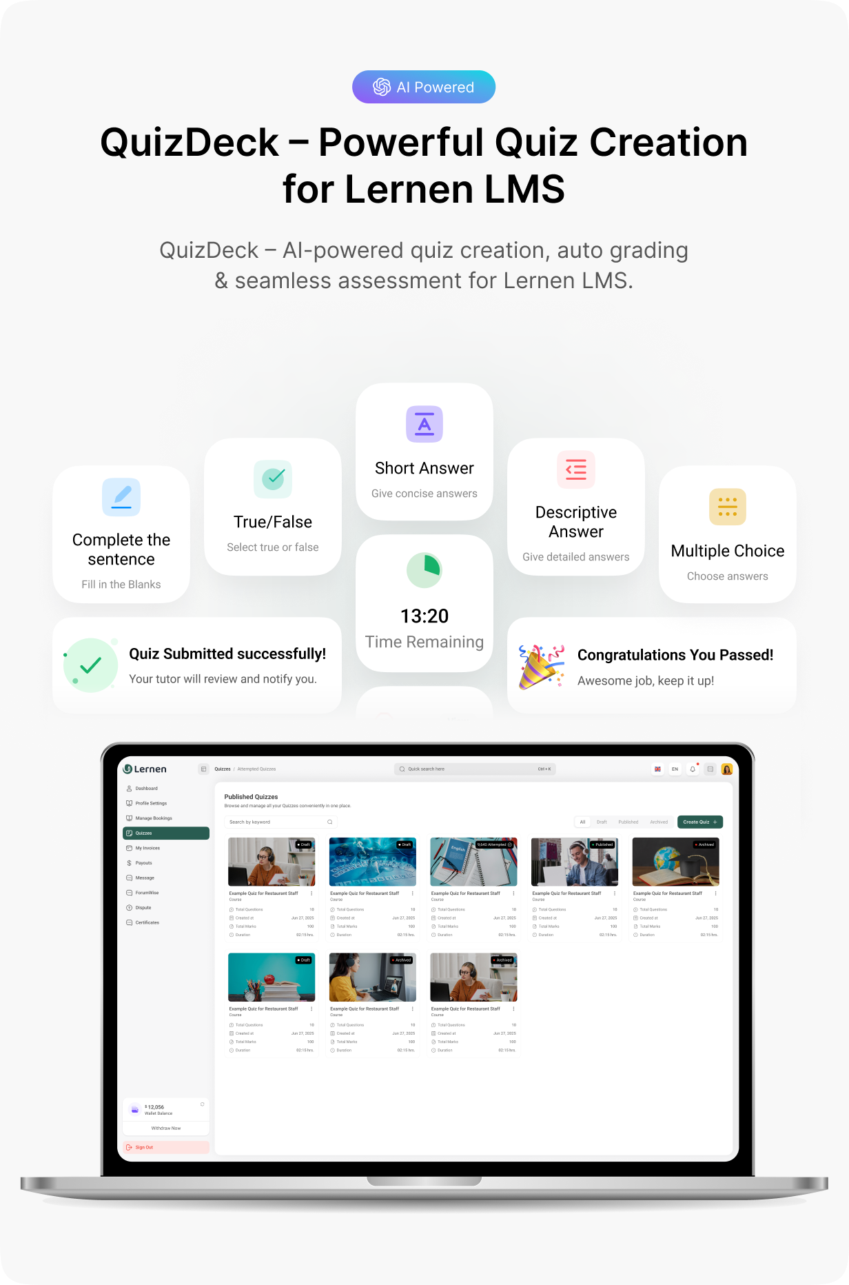 QuizDeck – Quiz Creation & Management Solution for Lernen LMS by AmentoTech
