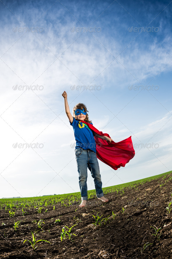Superhero kid jumping Stock Photo by Sunny_studio | PhotoDune