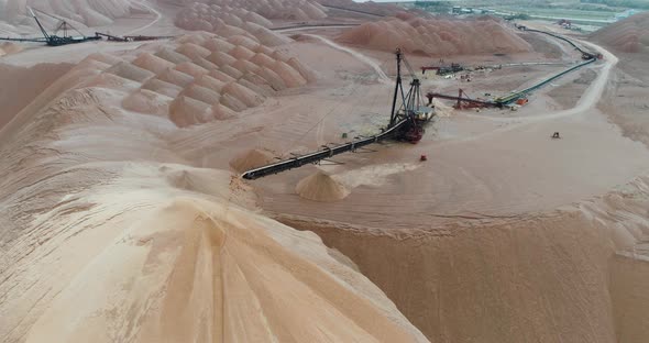 Salt Piles, Aerial View of Industrial Quarries, Conveyor in Salt Pits ...