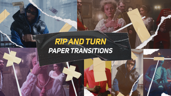 Rip And Turn Overlay Paper Transitions || MOGRT, Premiere Pro Templates