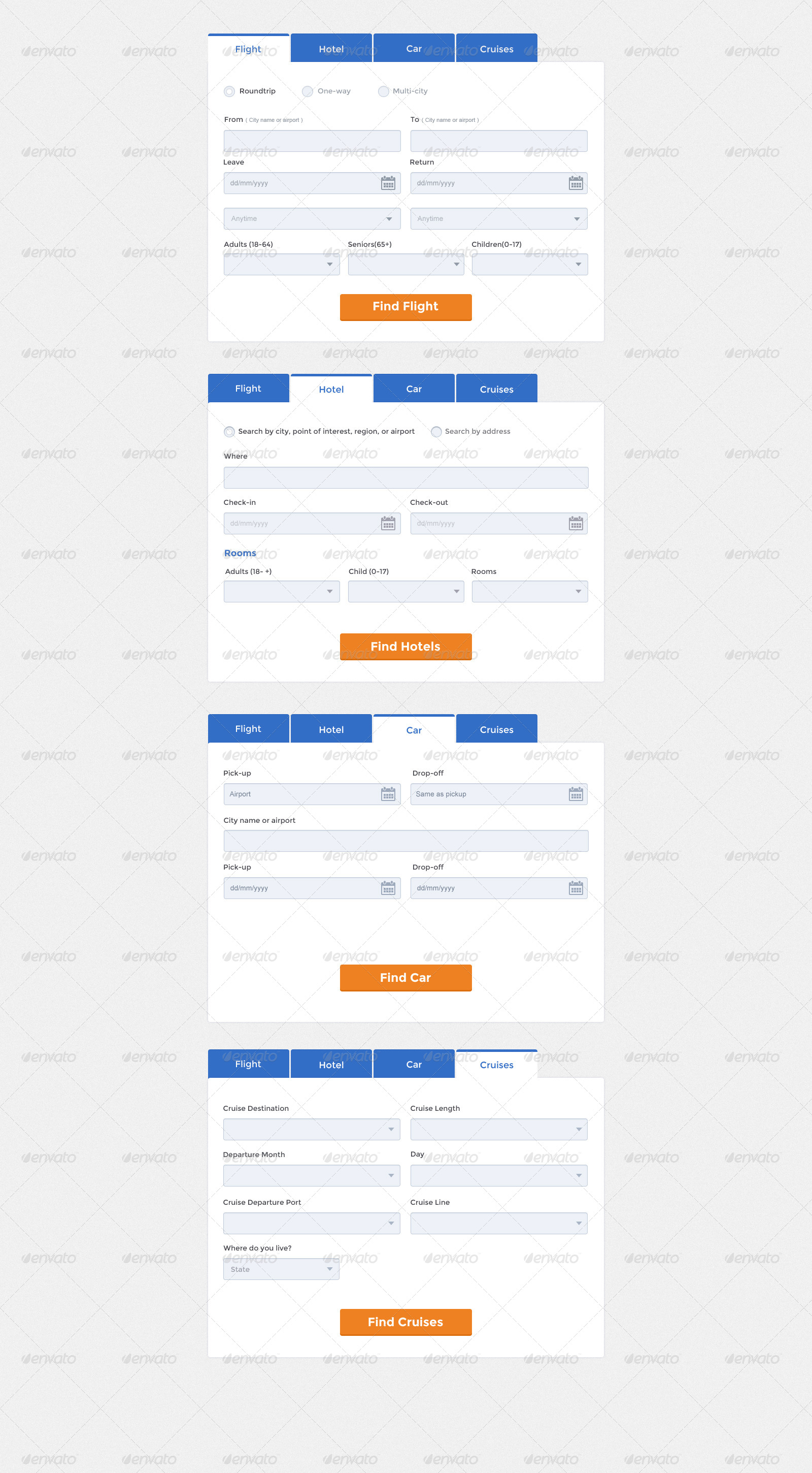 Clean & Simple Travel Booking Form, Web Elements | GraphicRiver