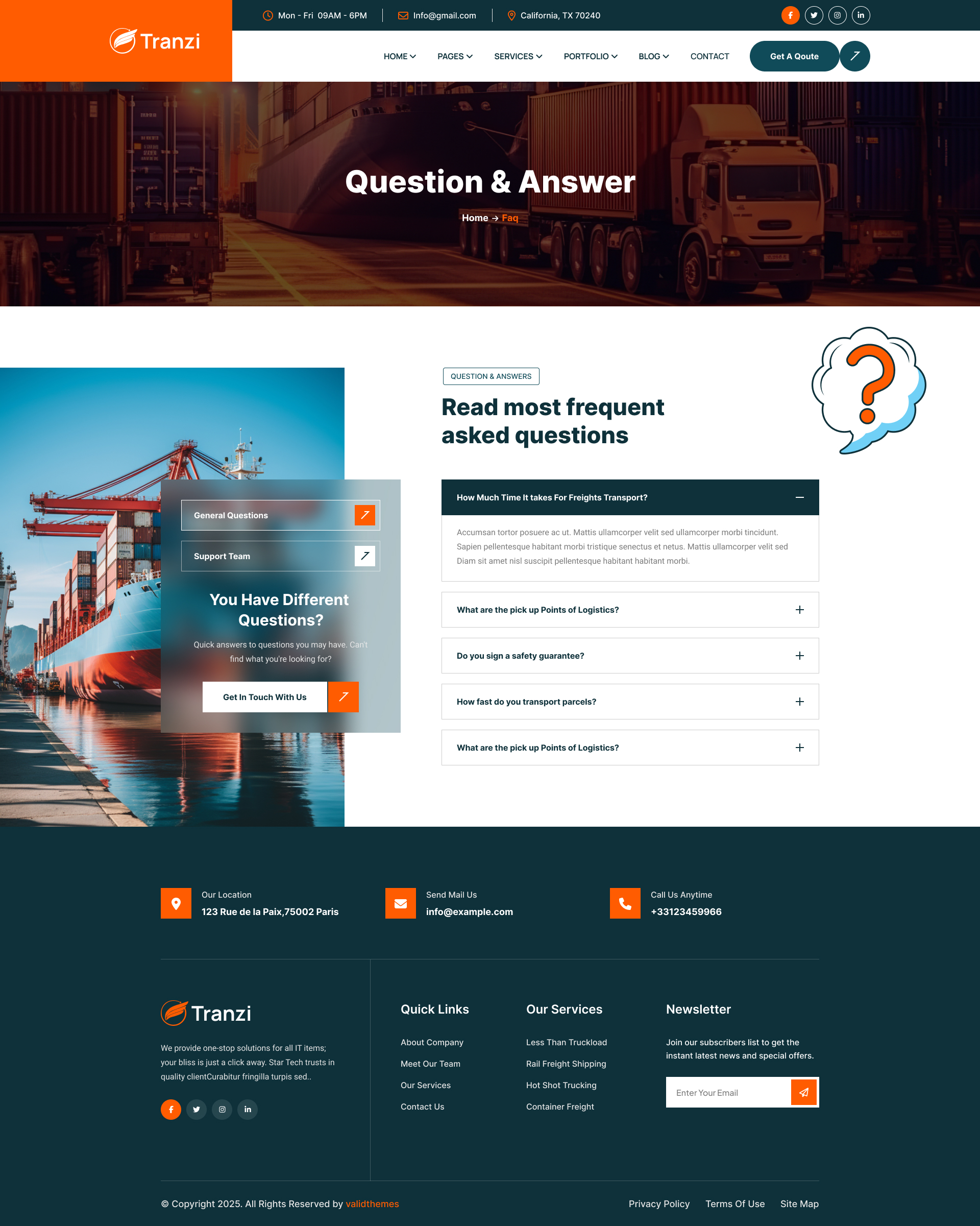 Tranzi - Transportation & Logistics Figma Template by validthemes ...