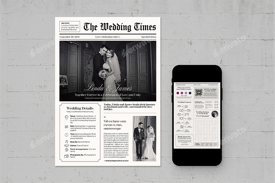Wedding Newspaper Flyer Template, Print Templates | GraphicRiver